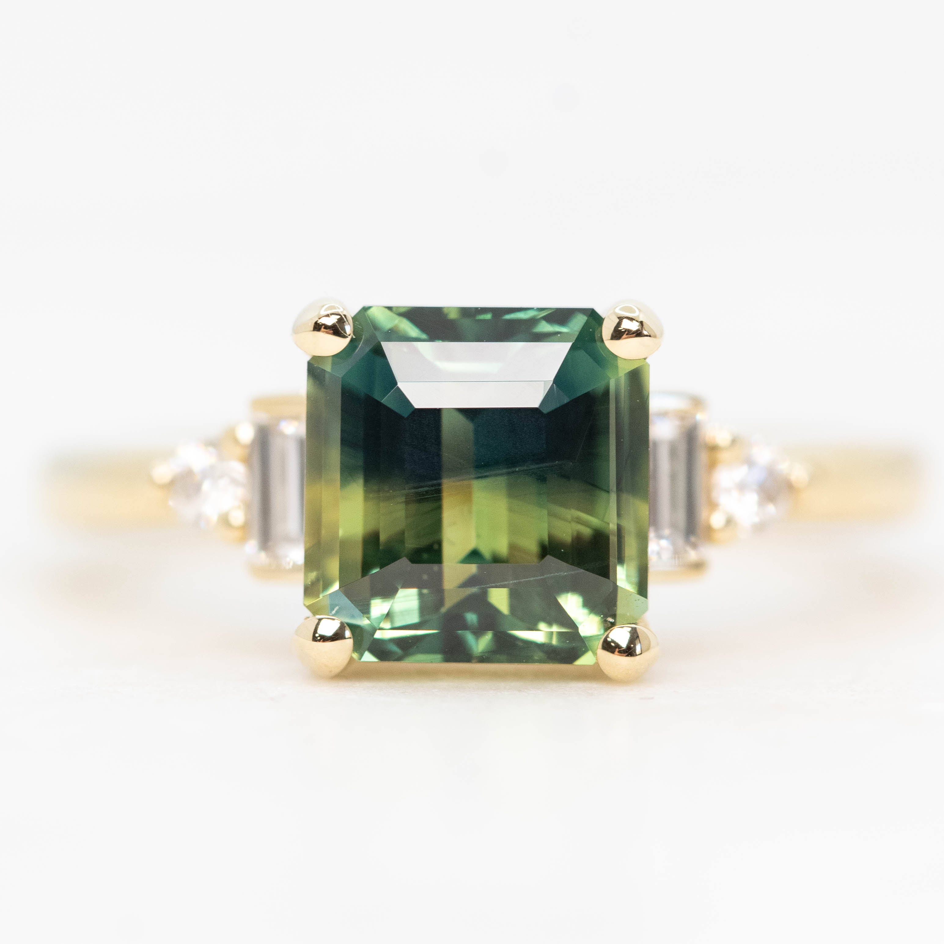 Iris Ring with a 2.74 Carat Asscher Cut Teal Sapphire – Midwinter Co. Alternative Bridal Rings ...