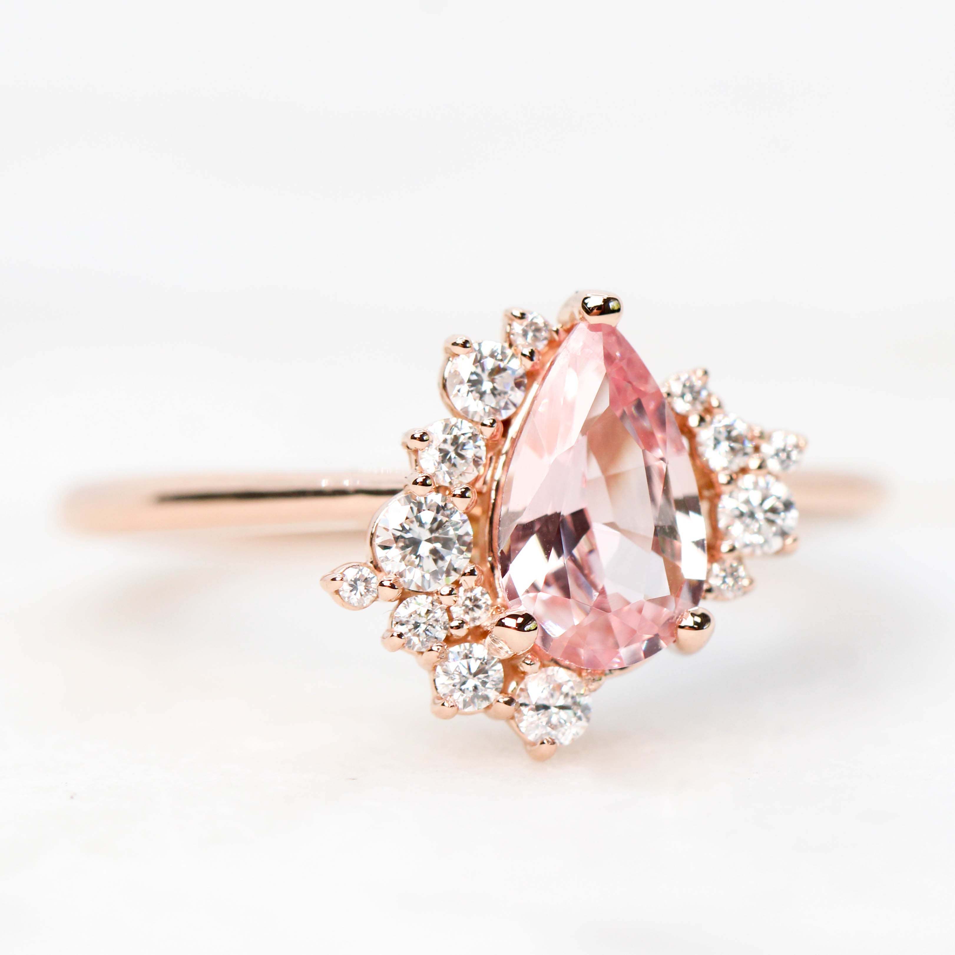Project: Custom Orion Ring with 1 Carat Pink Pear Sapphire and White D ...