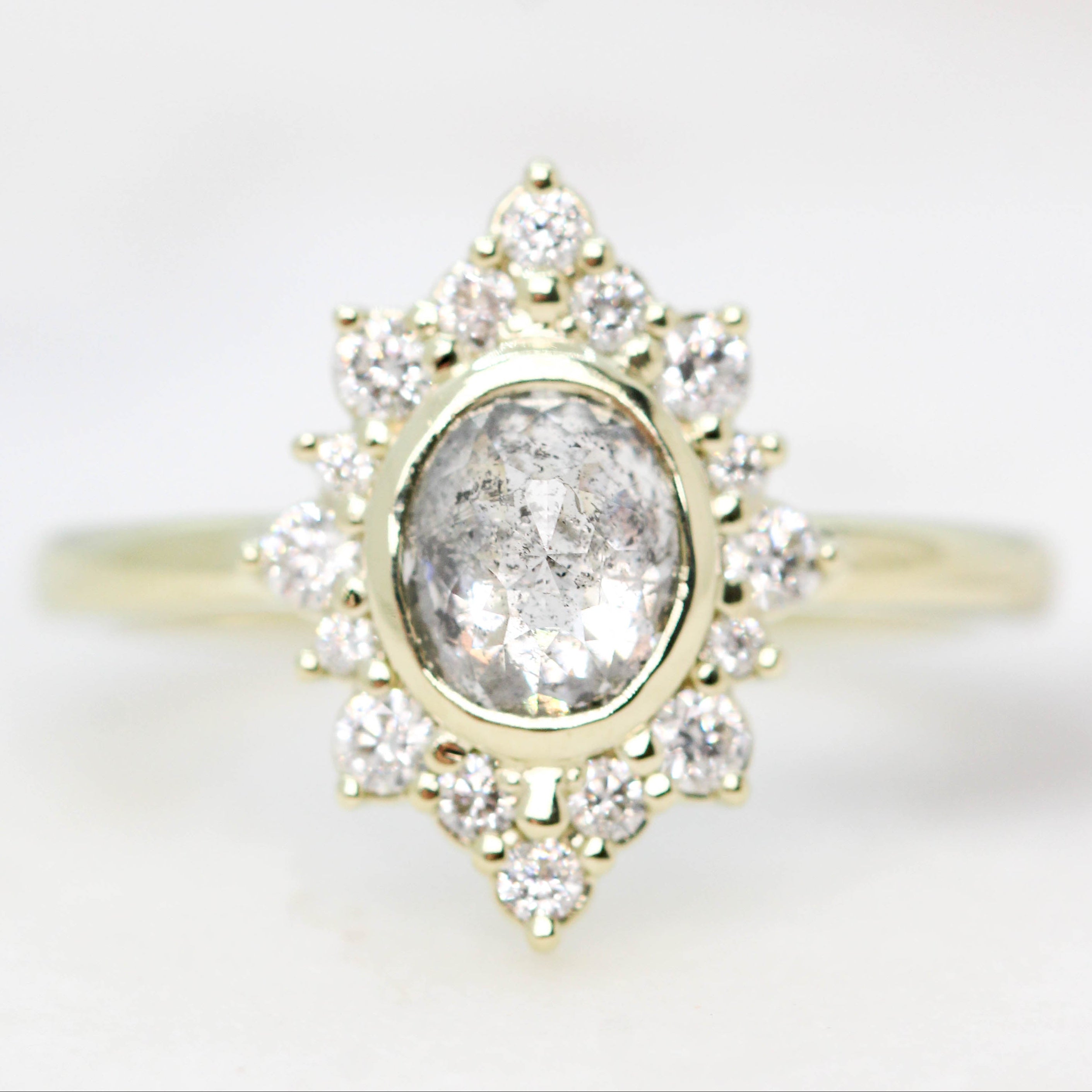 Estrella Ring with a 1.06 Carat Gray Salt and Pepper Oval Diamond and ...