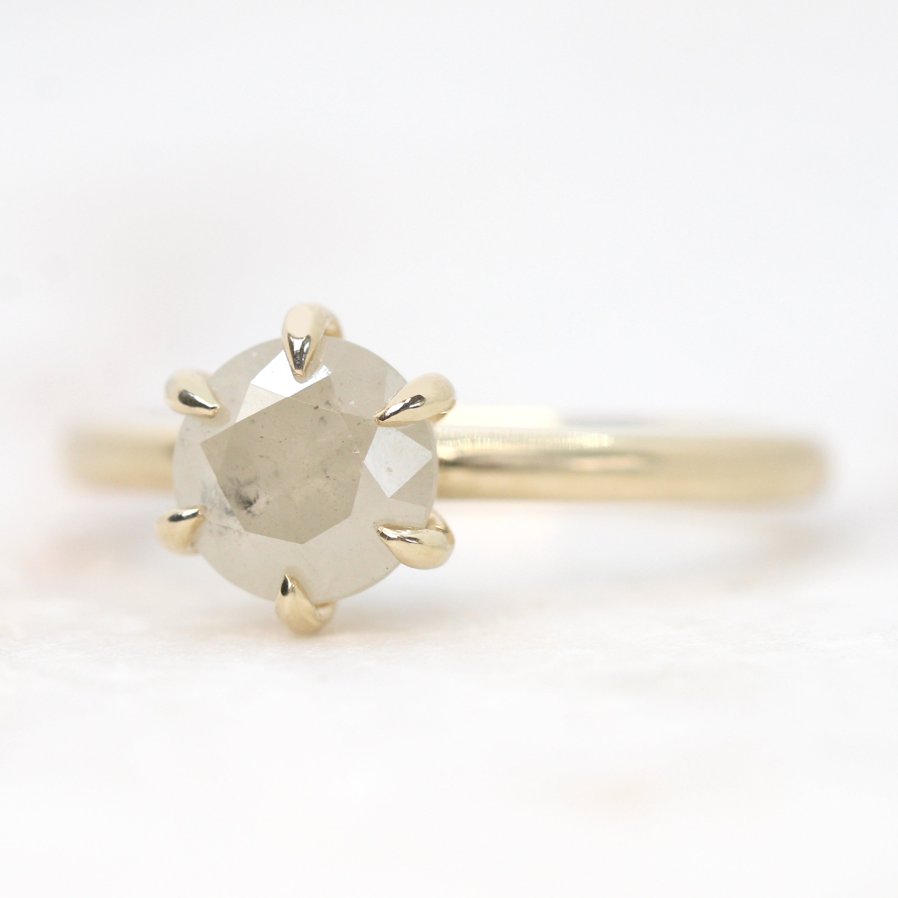 Charlotte Ring with a 1.55 Carat Round Misty White Salt and Pepper Dia – Midwinter Co ...