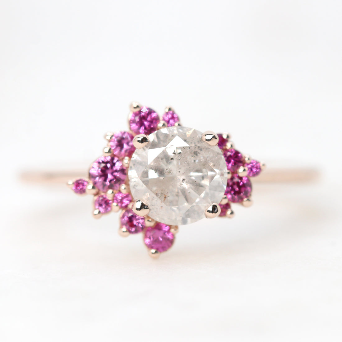 Orion Ring with a 1.02 Carat Round White Salt and Pepper Diamond and P ...