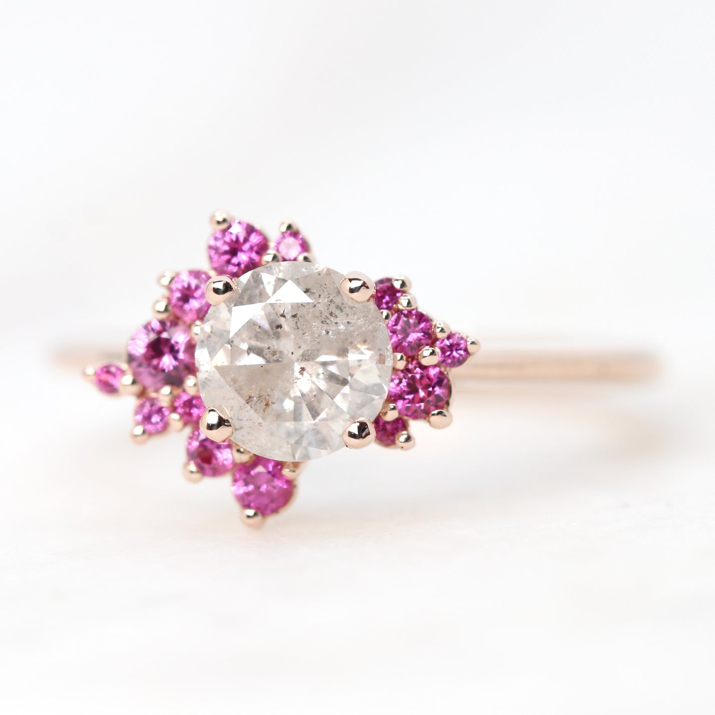 Orion Ring with a 1.02 Carat Round White Salt and Pepper Diamond and P ...