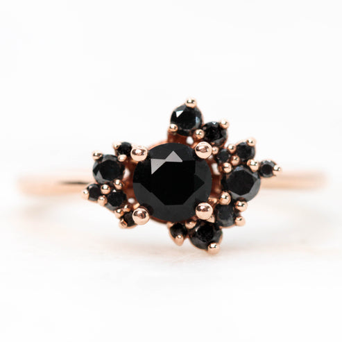 Orion Ring with a Round Black Diamond and Black Accent Diamonds - Made ...