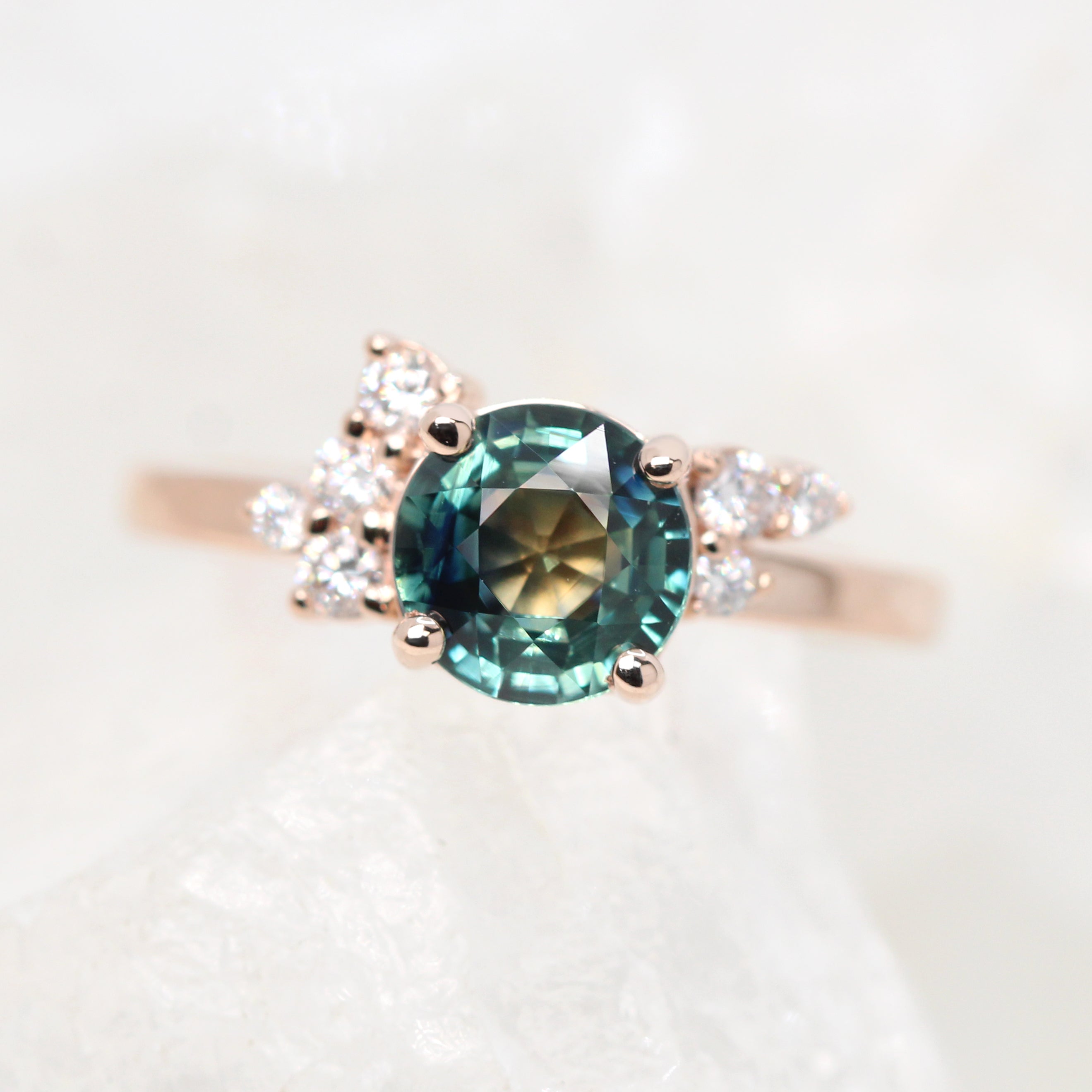 Project: Custom Baby Orion Cluster Ring with a 1.5 Carat Teal Blue Sap ...
