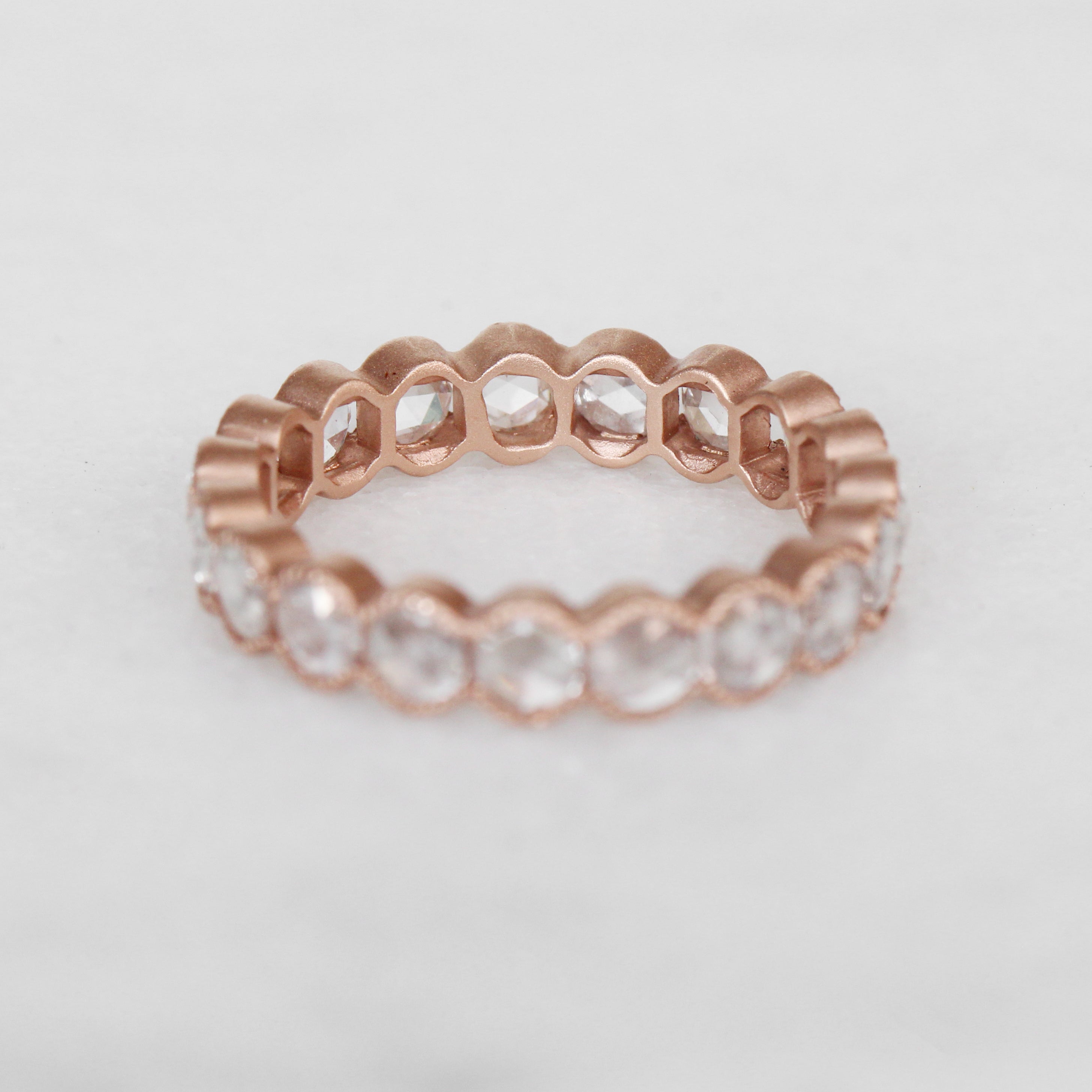 Penelope - Rose Cut Milgrain Bezel Diamond Band in Your Choice of 14K ...