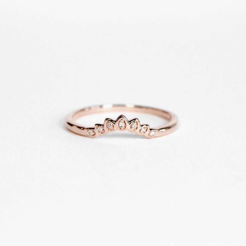 Fauna - Curved Antique Style Diamond Band in Your Choice of 14K Gold ...