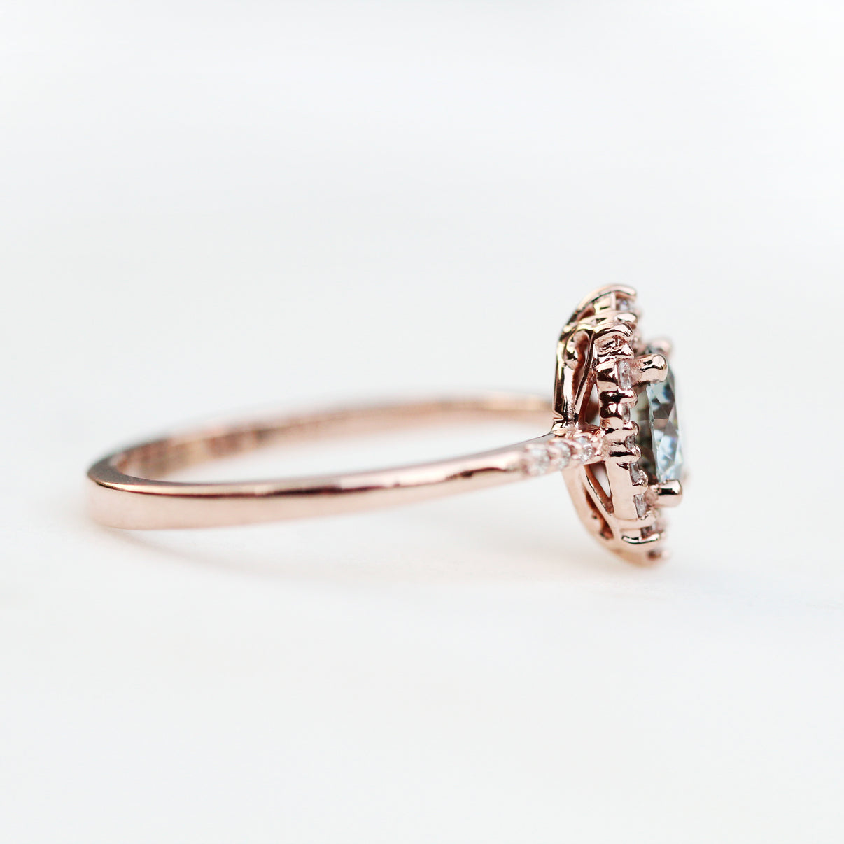 Grace Ring with a Round Gray Moissanite and White Diamond Accents - Ma ...
