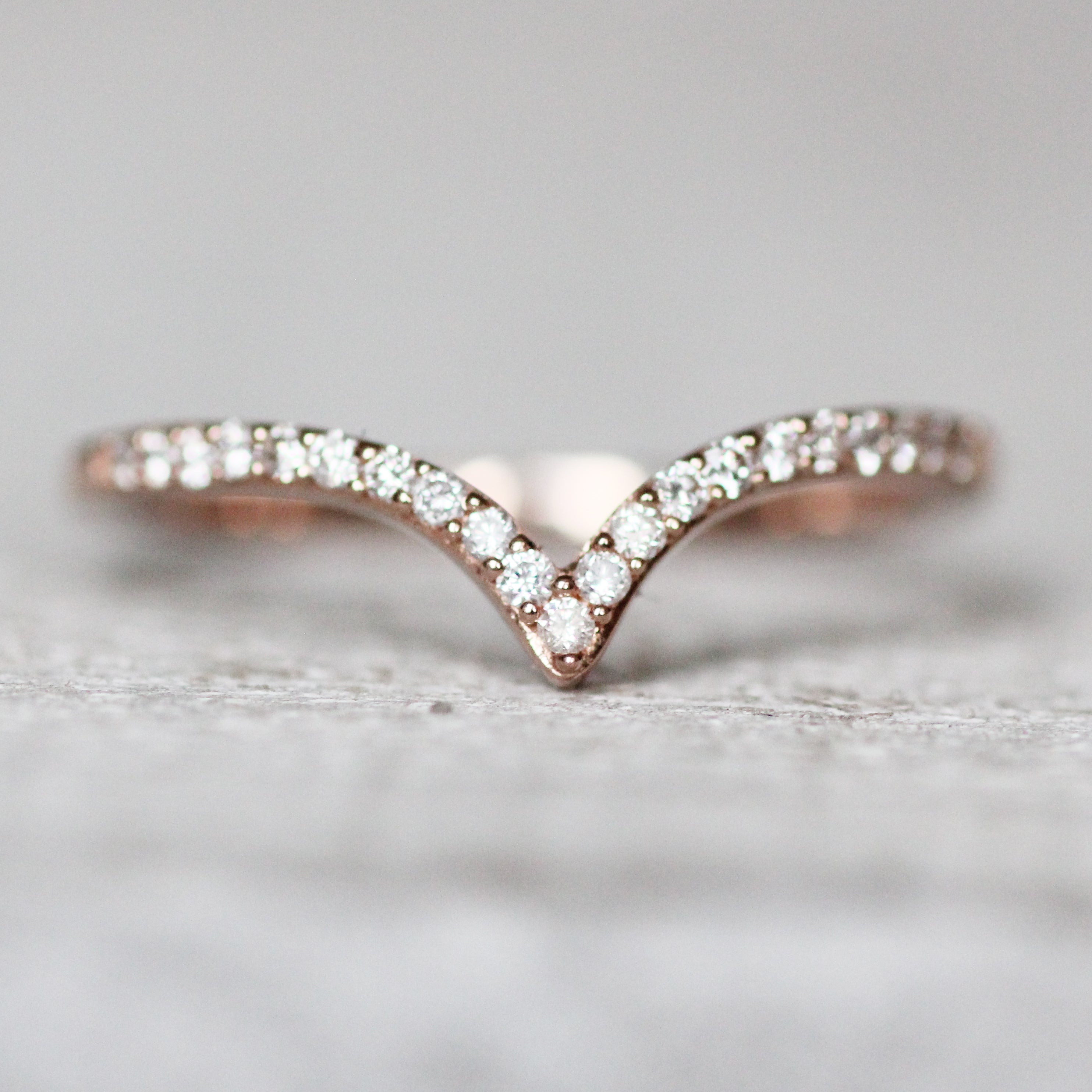 Vern wedding band - Contour Point V shape Diamond Band - Gold of choice ...