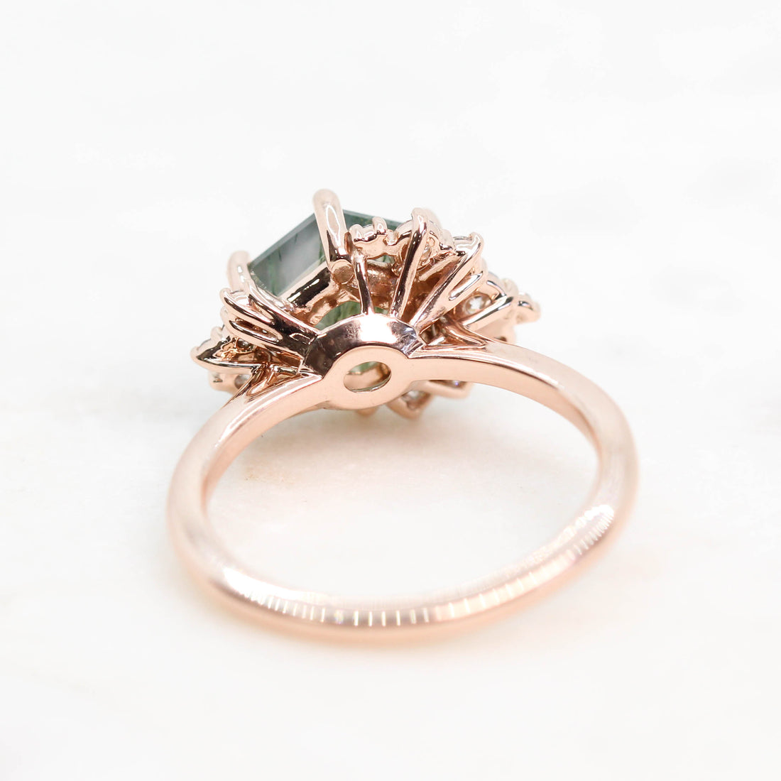 Orion Ring with a 2.00 Carat Hexagon Moss Agate and White Accent Diamo ...