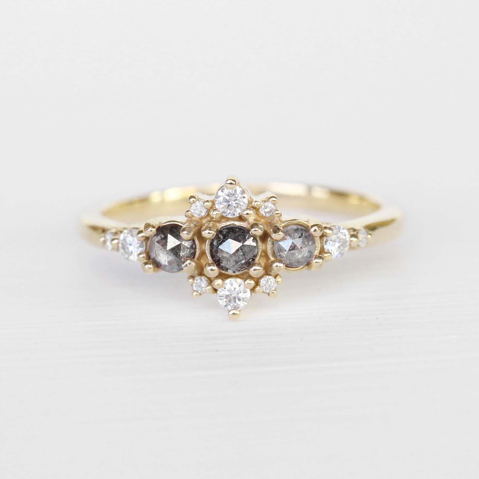 Victoria Ring with Three Celestial Gray Diamonds - Made to Order ...